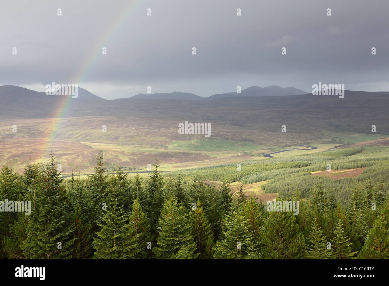 Rainbow over the Scottish Highlands near Helmsdale, Scotland, September ...