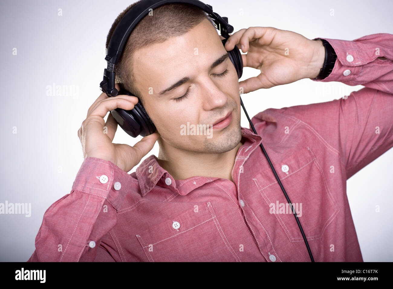 man with headphones Stock Photo - Alamy