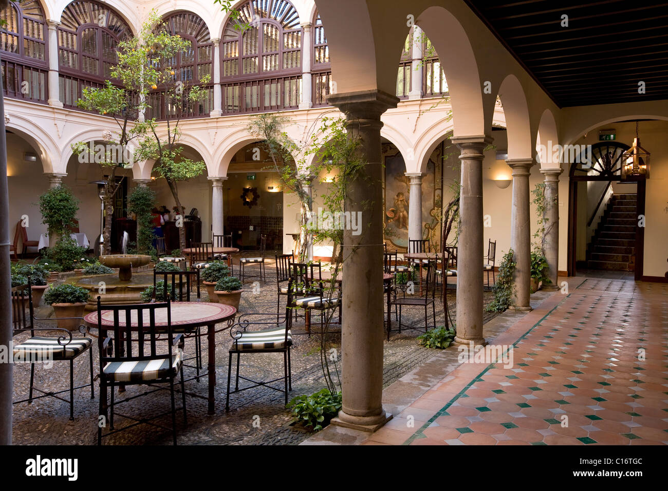 Patio, inner courtyard of the Parador Hotel, Parador De Granada San ...