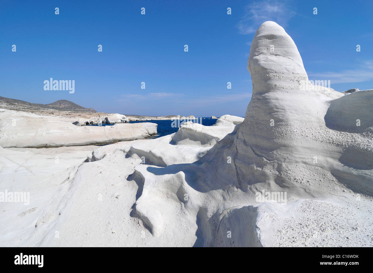 White rock forms at Sarakiniko Beach, Milos, Cyclades, Greece, Europe ...