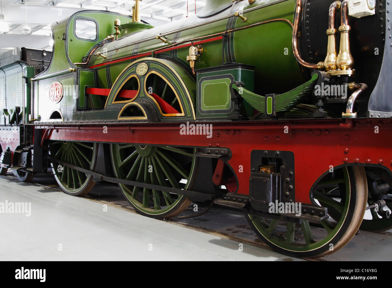 Class 2-4-0 locomotive No 910 inThe National Railway Museum at Shildon ...