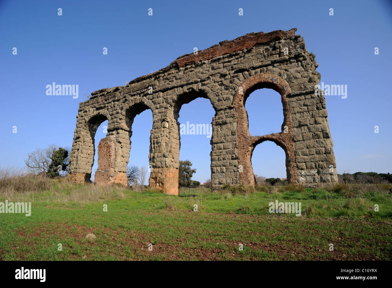 Italy, Rome, Parco degli Acquedotti, ancient Roman aqueduct Stock Photo ...