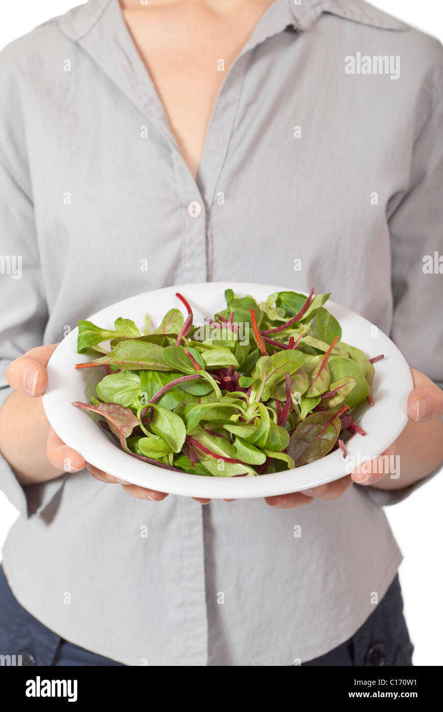 Woman with salad Stock Photo - Alamy