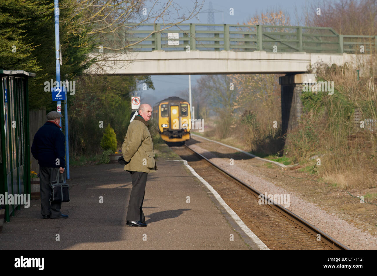 Train approaching Wickham Market station in rural Suffolk, England, UK ...