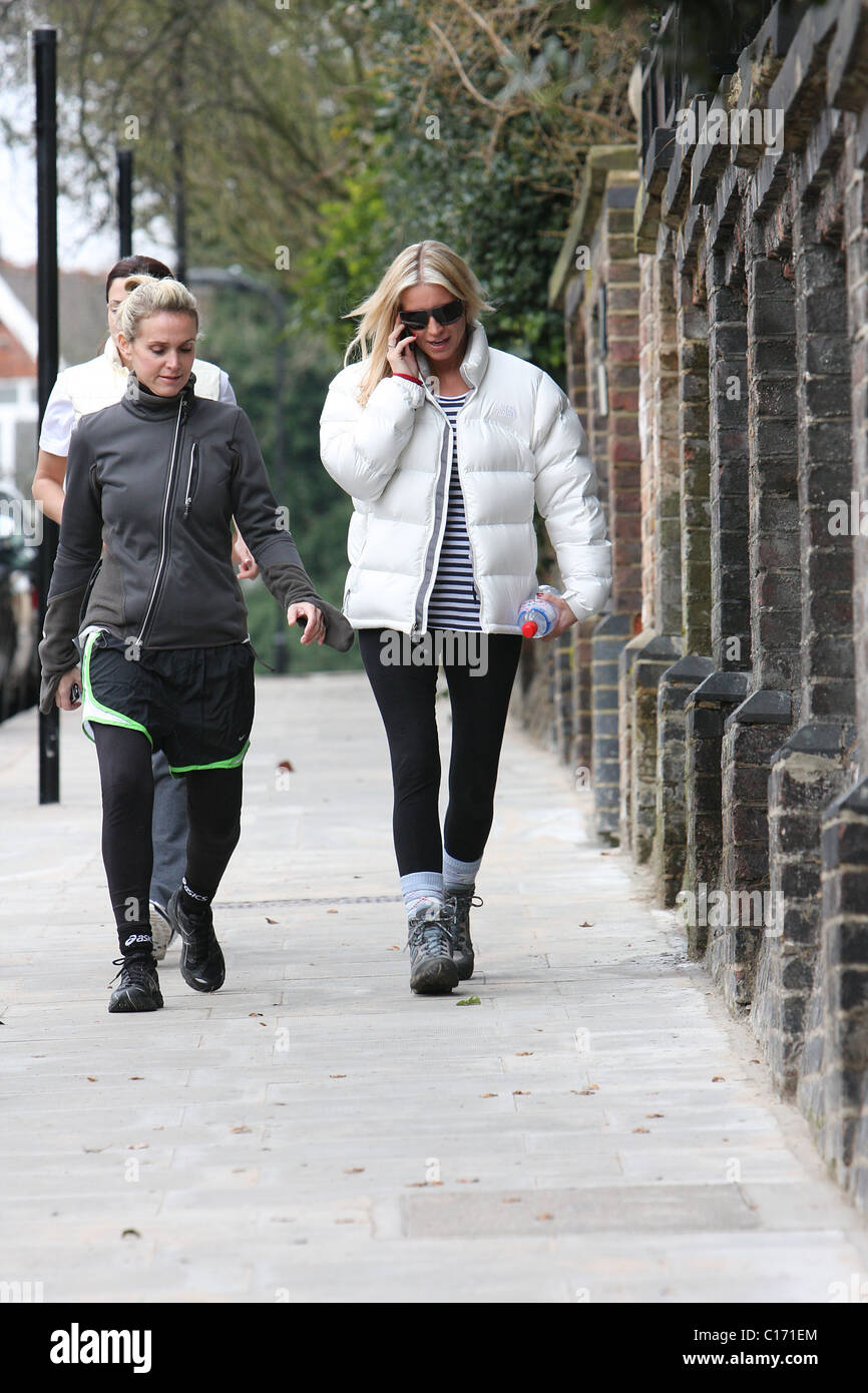 Denise Van Outen goes for a power walk with her trainer Nicki Waterman ...