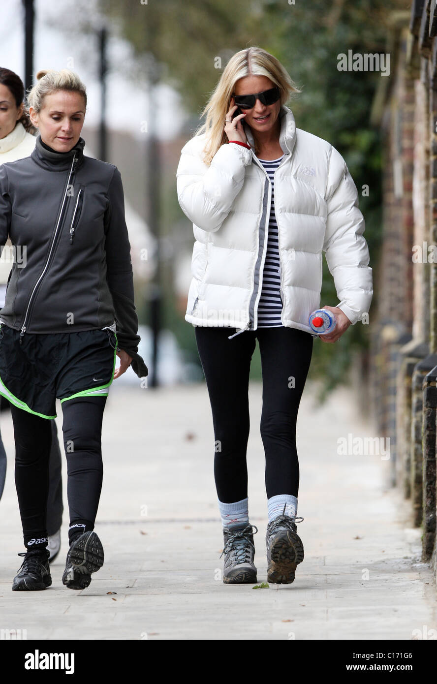 Denise Van Outen goes for a power walk with her trainer, Nicki Waterman ...