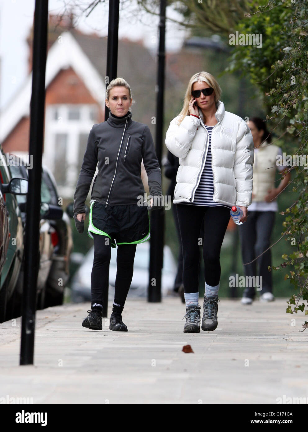 Denise Van Outen goes for a power walk with her trainer, Nicki Waterman ...