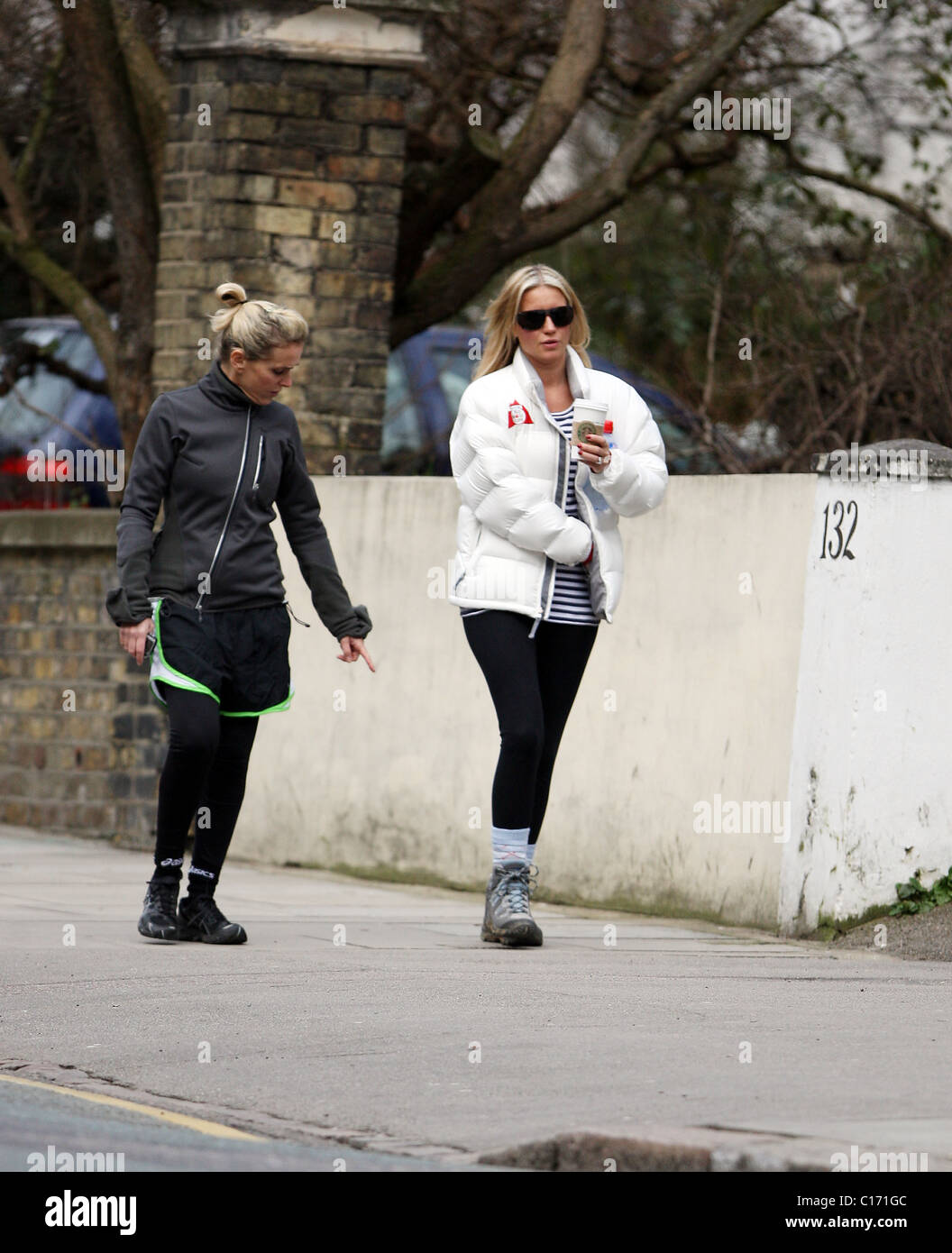 Denise Van Outen goes for a power walk with her trainer, Nicki Waterman ...
