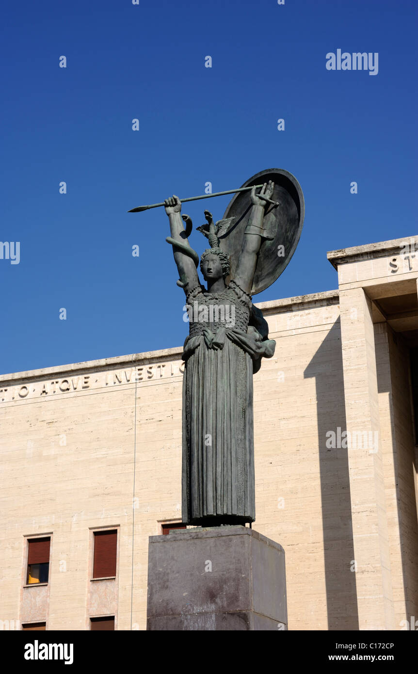 Italy, Rome, La Sapienza University, Minerva statue and Palazzo del ...