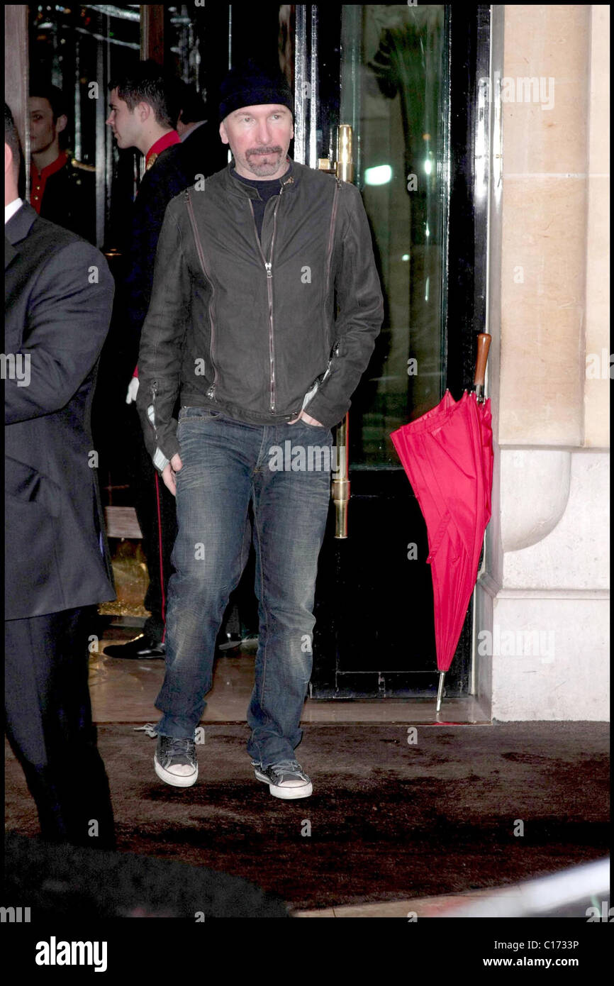 The Edge aka David Evans from U2 leaving his hotel Paris, France - 23. ...