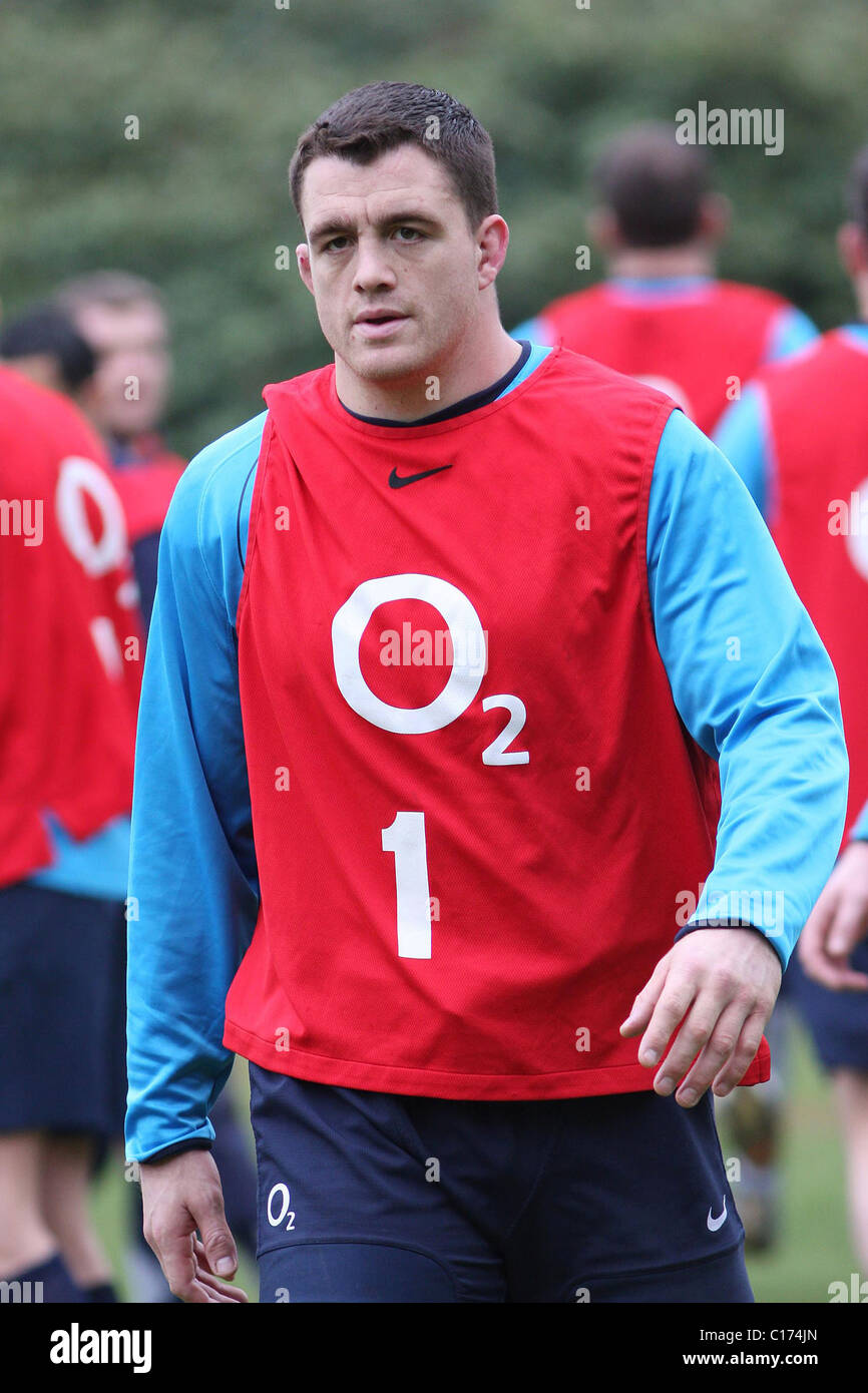 Andrew Sheridan The England rugby team training at the Pennyhill Park ...
