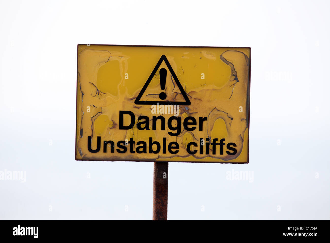 Danger Unstable Cliff Sign Stock Photo - Alamy