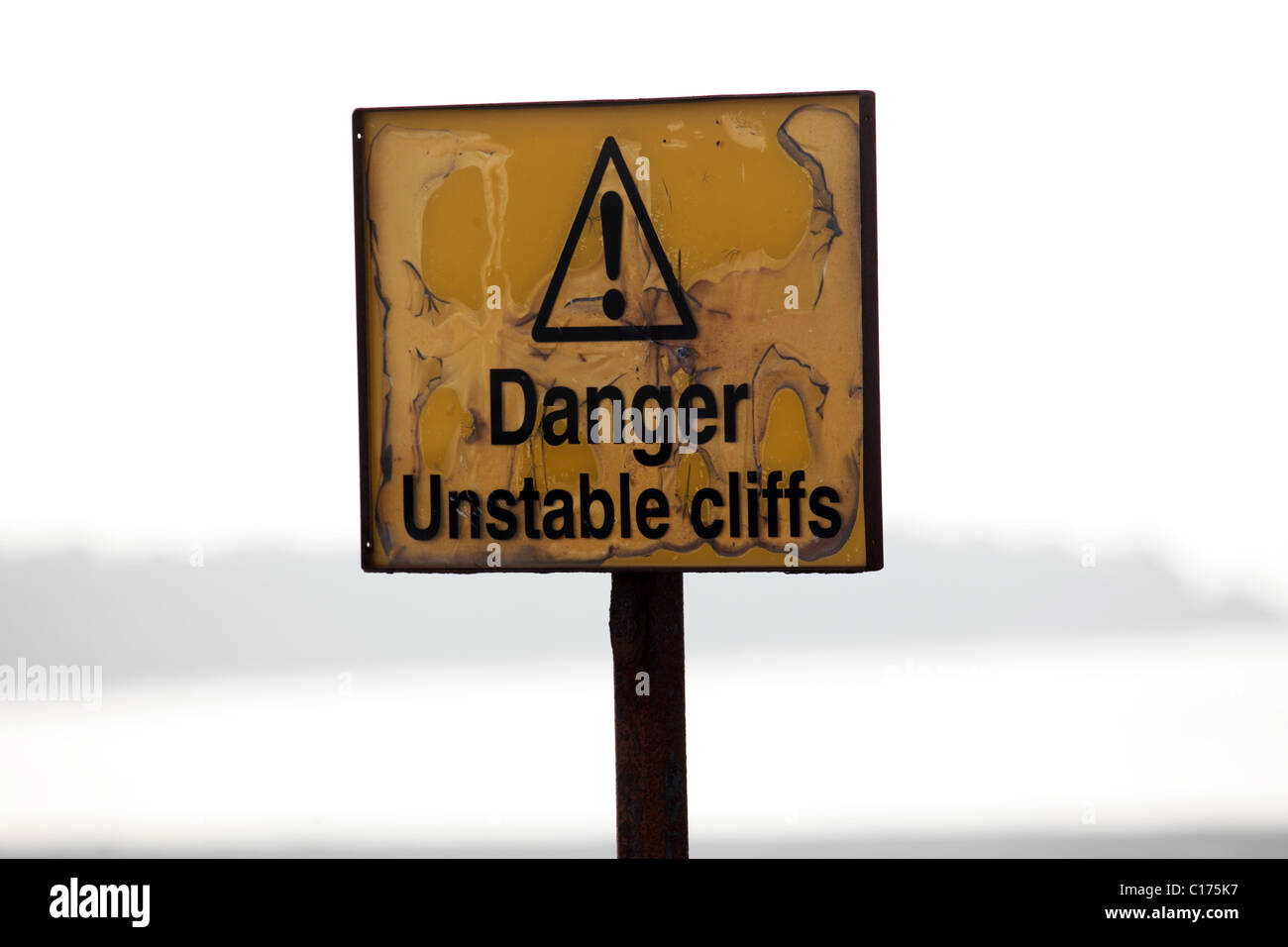 Danger Unstable Cliff Sign Stock Photo - Alamy