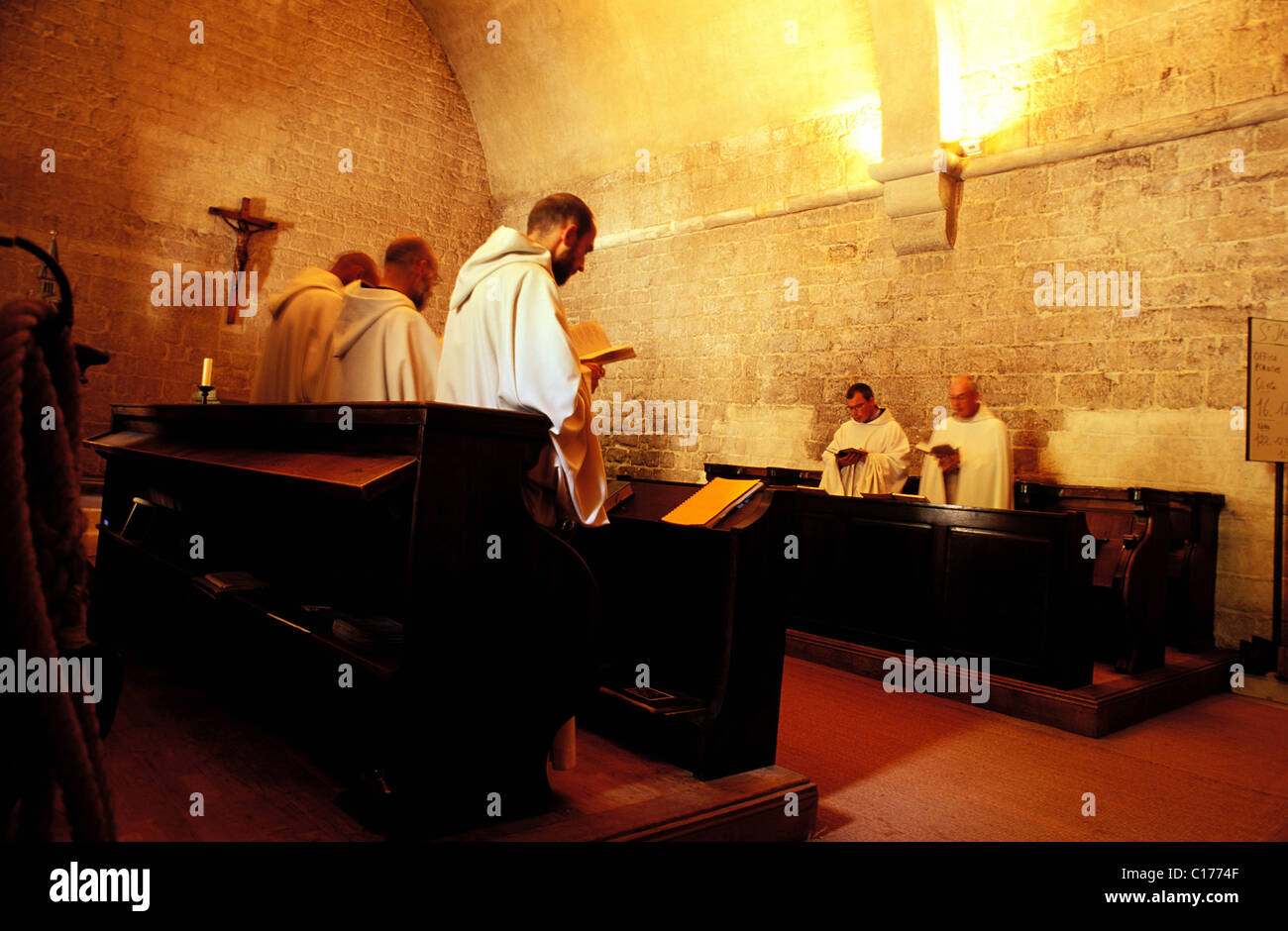 France, Vaucluse, Luberon, abbey of Senanque (cistercian order) monk ...
