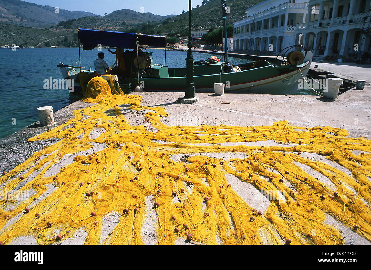 Greece, Dodecanese, Symi Island, the port of Panormitis Stock Photo - Alamy
