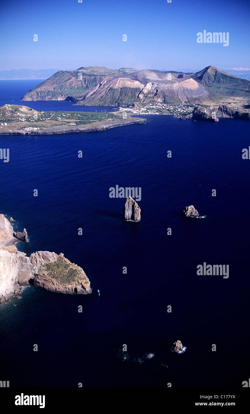 Italy, Sicily, Aeolian Islands, Vulcano Island (aerial view Stock Photo ...