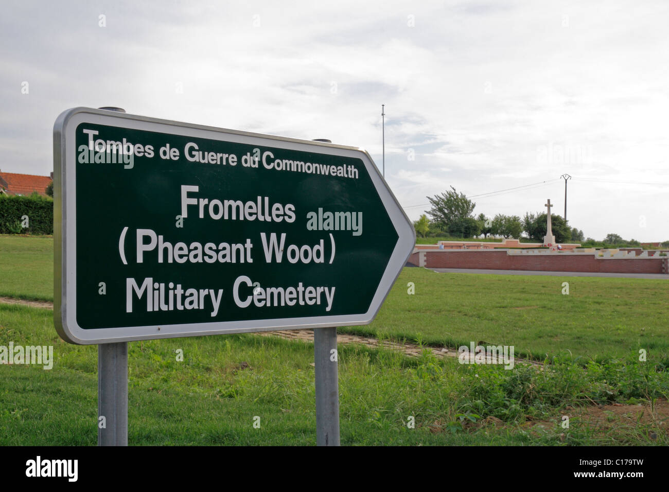 Typical CWGC road sign for the Fromelles (Pheasant Wood) Military ...