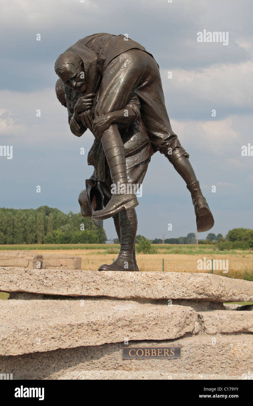 Bronze statue by Peter Corlett (the Cobbers Memorial) in the Fromelles ...