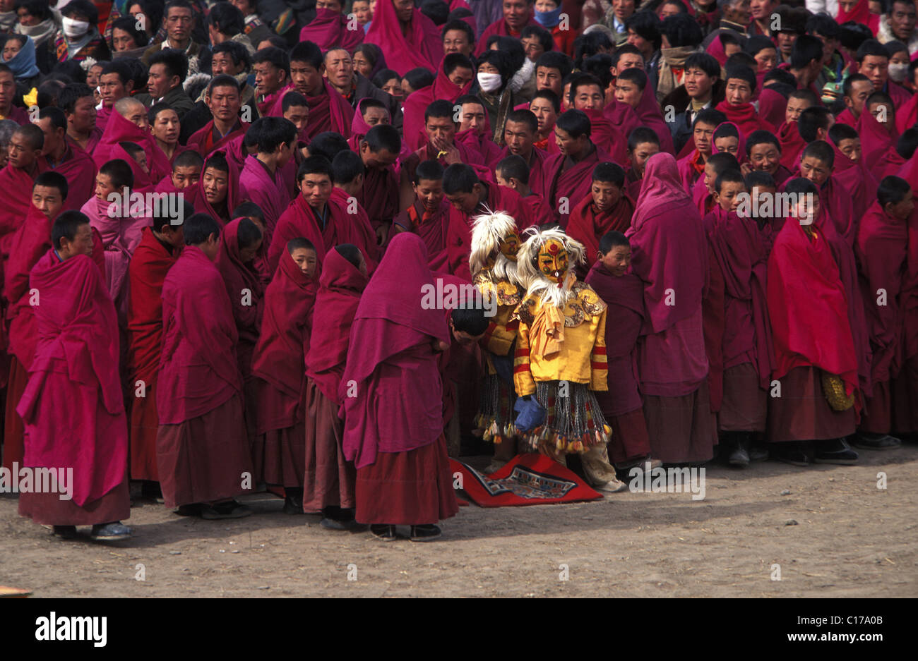 China, Tibet, Labrang, ceremonies and rituals while unrolling the Great ...