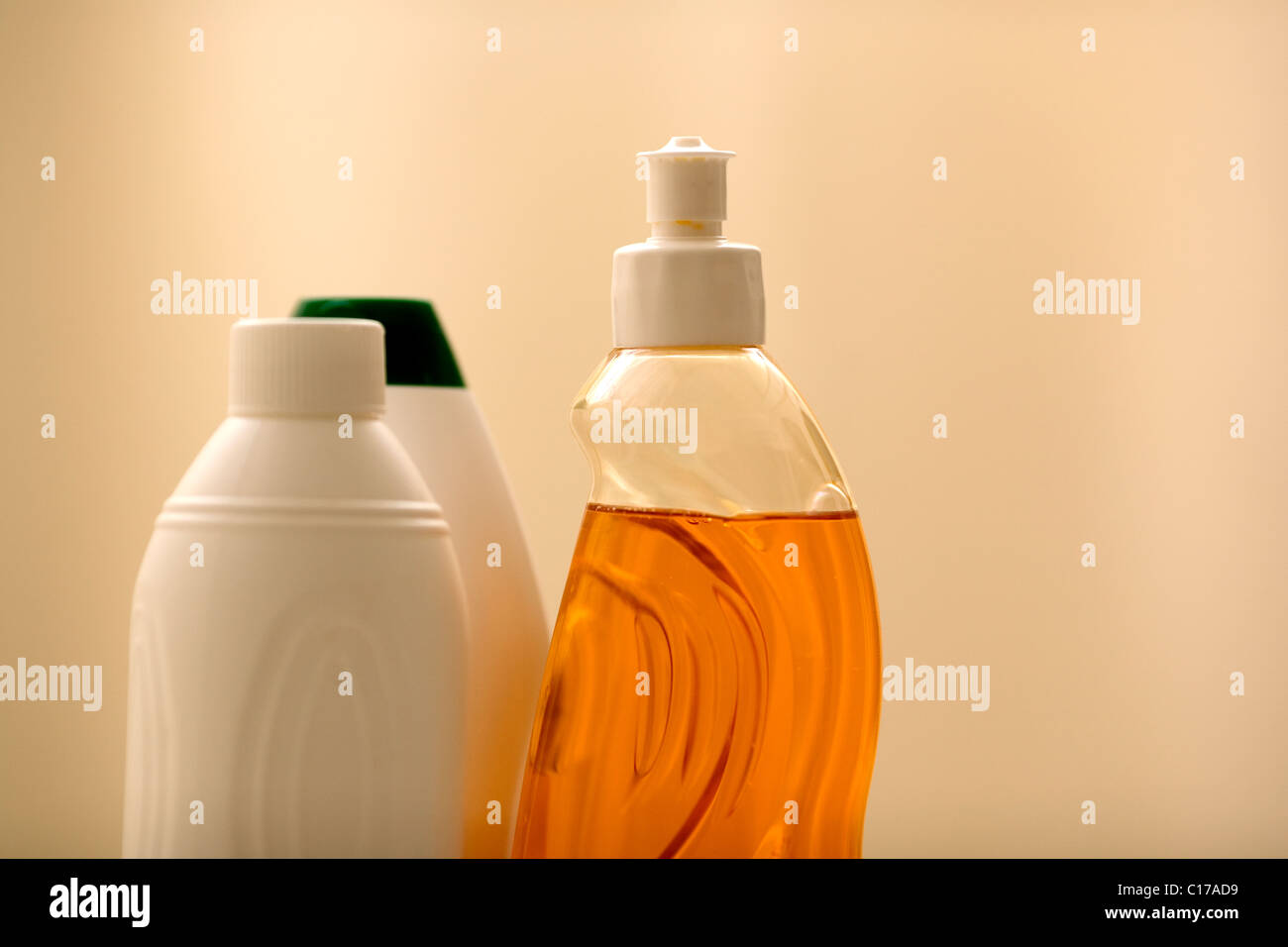 Plastic bottles of household products Stock Photo - Alamy