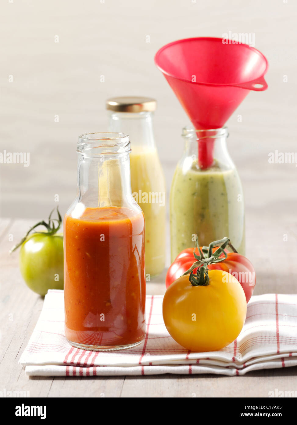Three kinds of homemade ketchup Stock Photo - Alamy