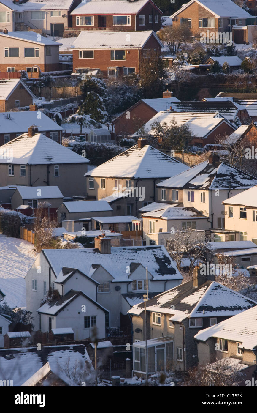 Housing estate in extreme cold weather showing variable variable ...