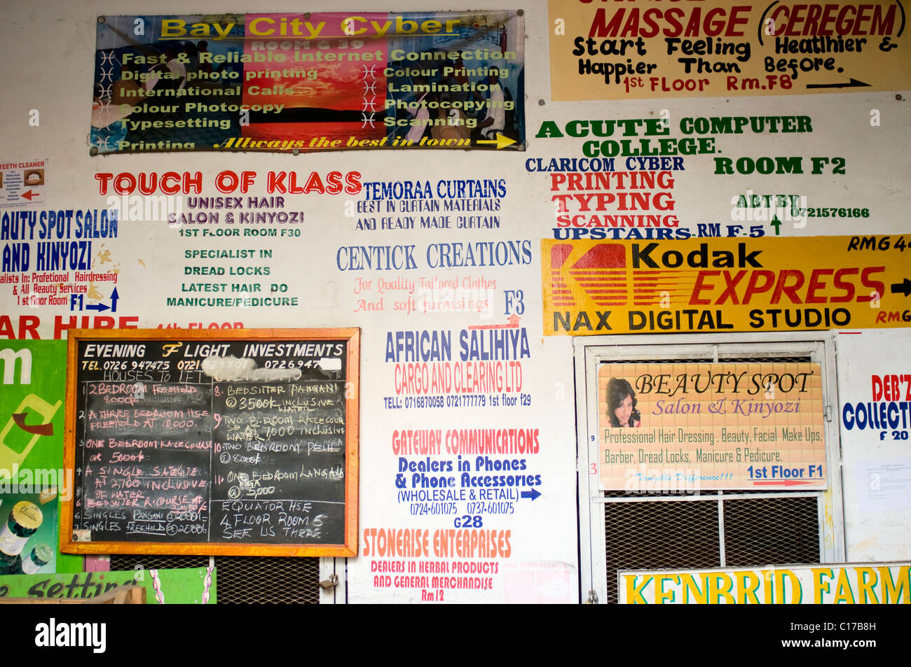 shop signs Nakuru Kenya Stock Photo - Alamy