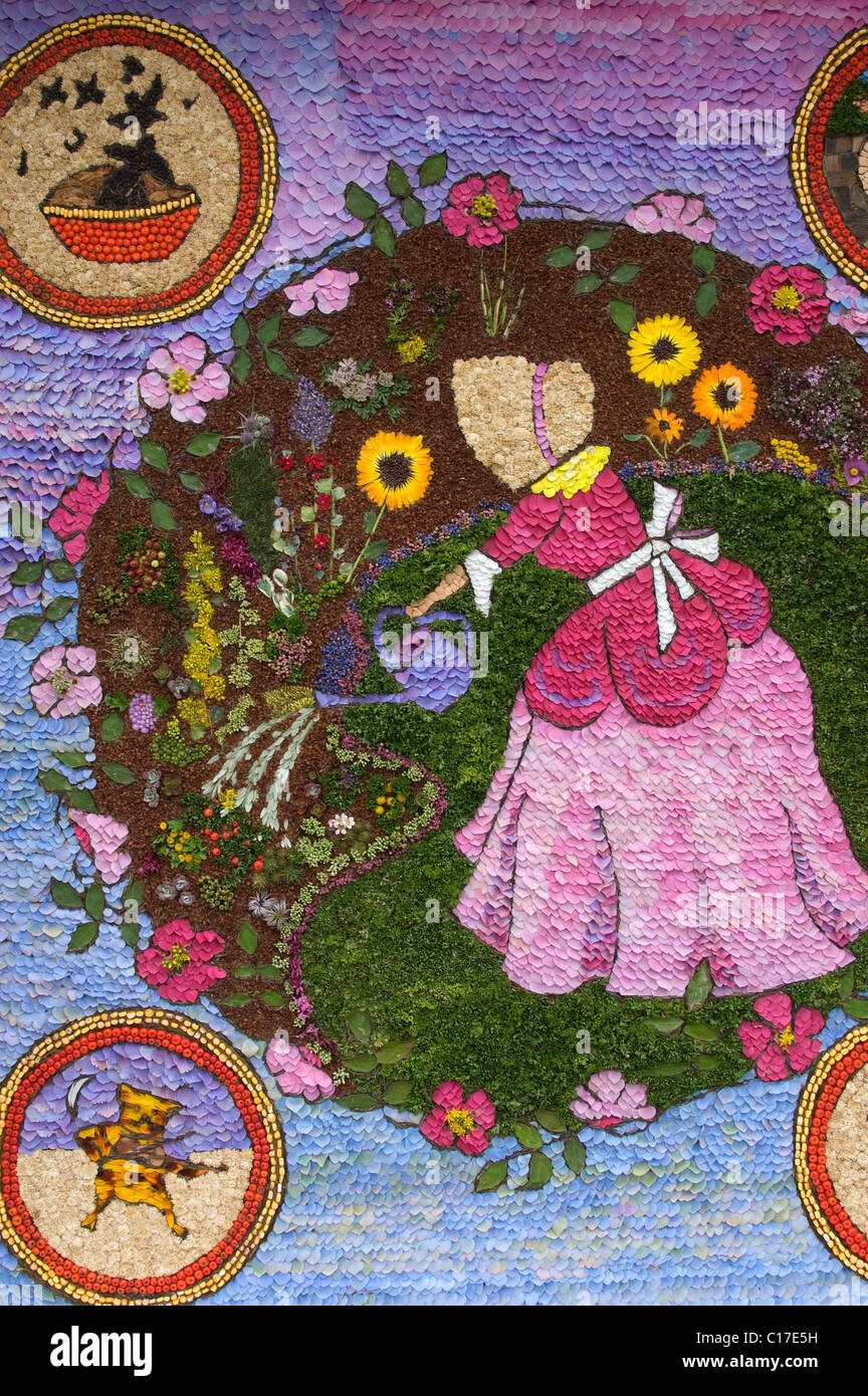 Detail of well dressing in Eyam, Derbyshire UK Stock Photo - Alamy