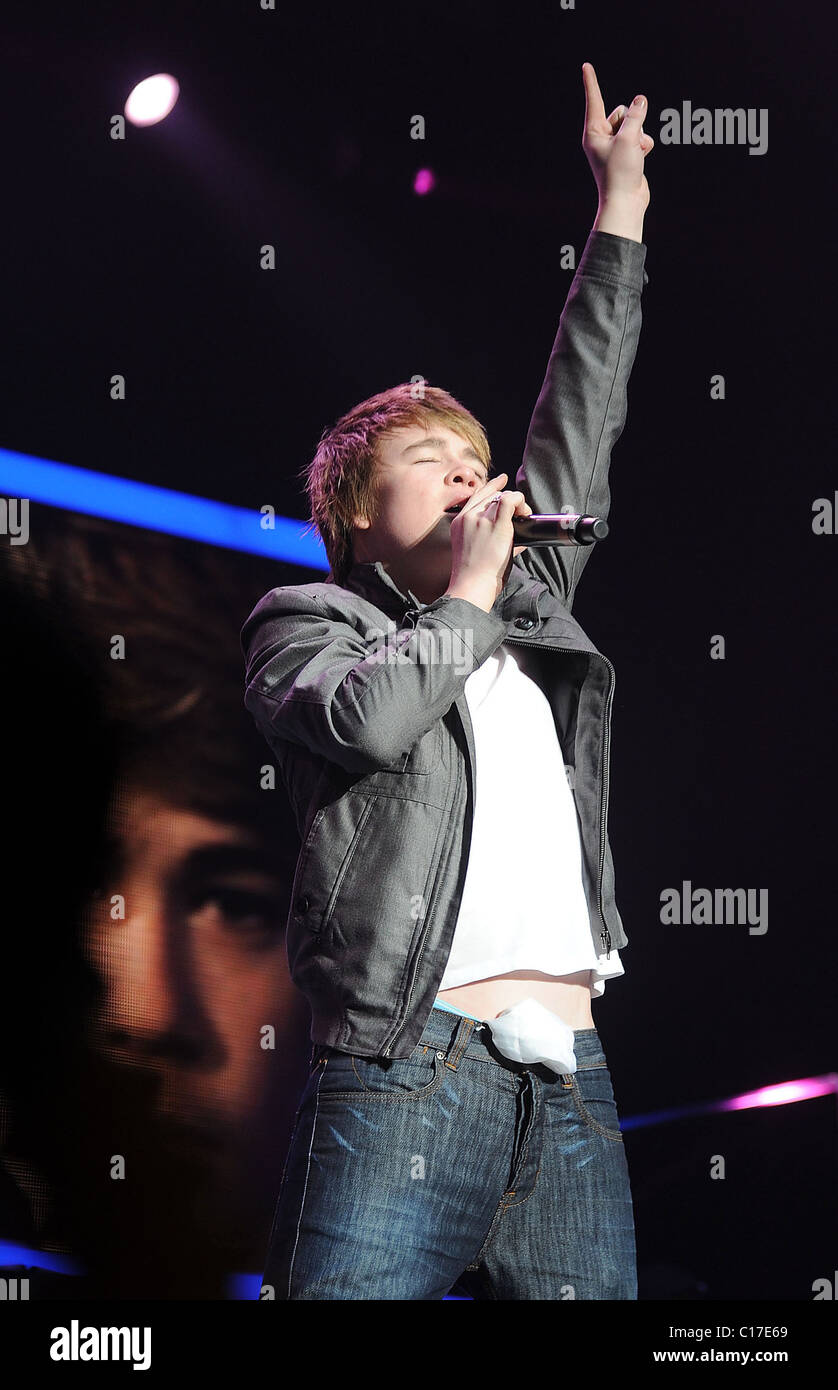 Eoghan Quigg performing at The X Factor Live Tour at the O2 Arena where ...