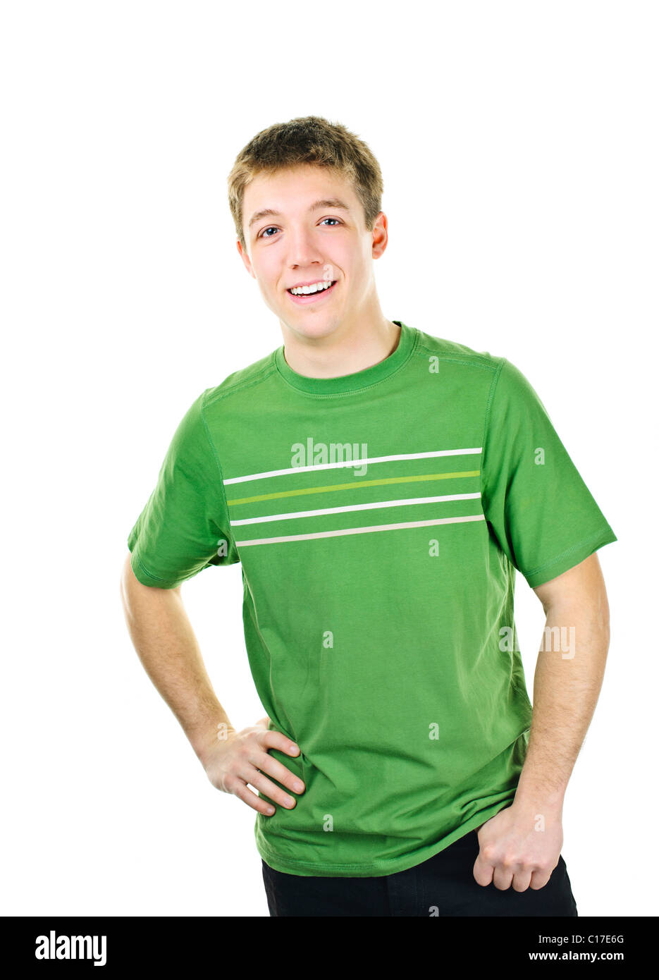 Happy young man standing isolated on white background Stock Photo - Alamy