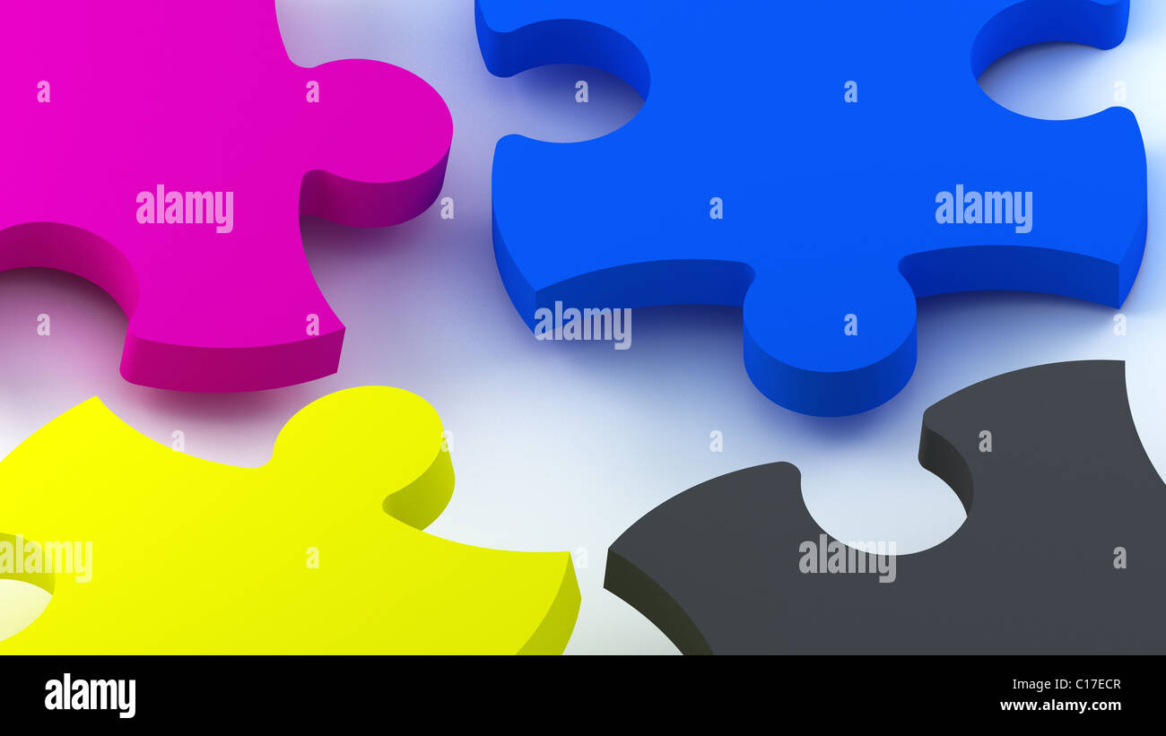 cmyk jigsaw puzzle Stock Photo - Alamy