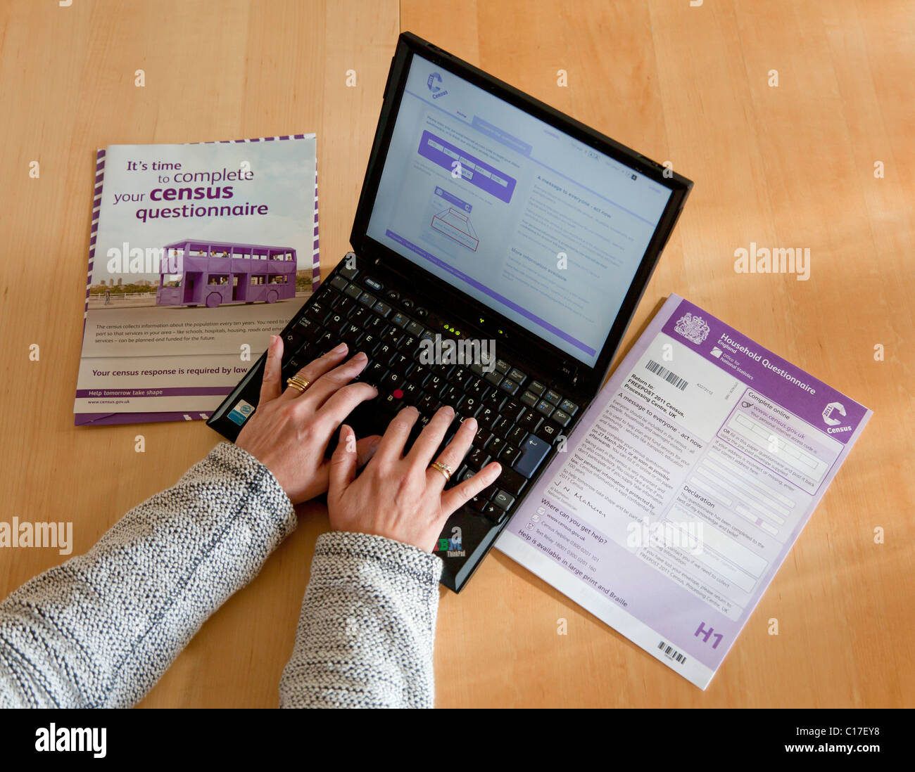 person completing the 2011 census questionnaire online at home on a ...
