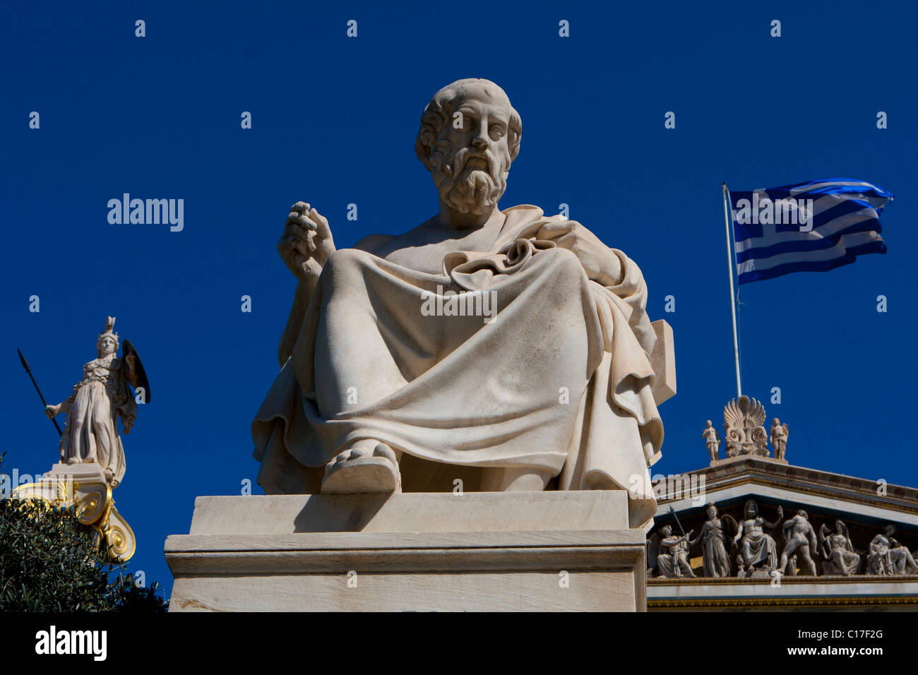 Philosopher Plato outside of Athens Academy Stock Photo - Alamy