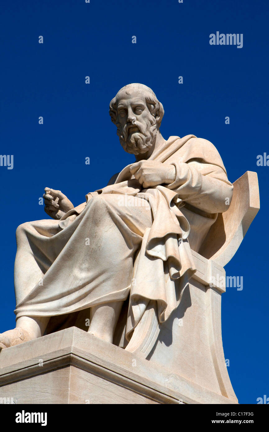 Philosopher Plato outside of Athens Academy Stock Photo - Alamy