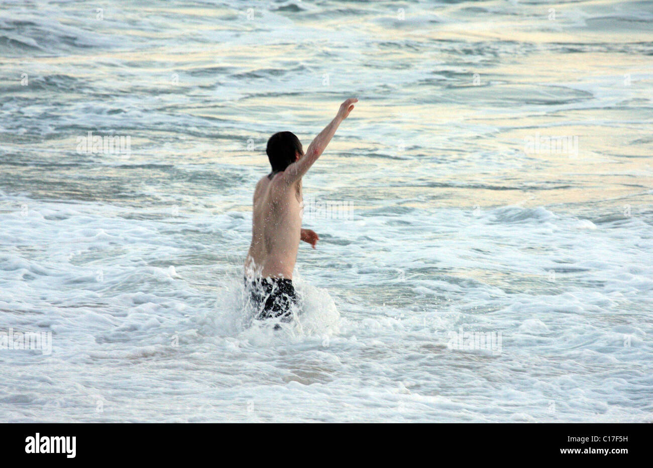 Thom Yorke of Radiohead swims and relaxes on Ipanema beach Rio de ...
