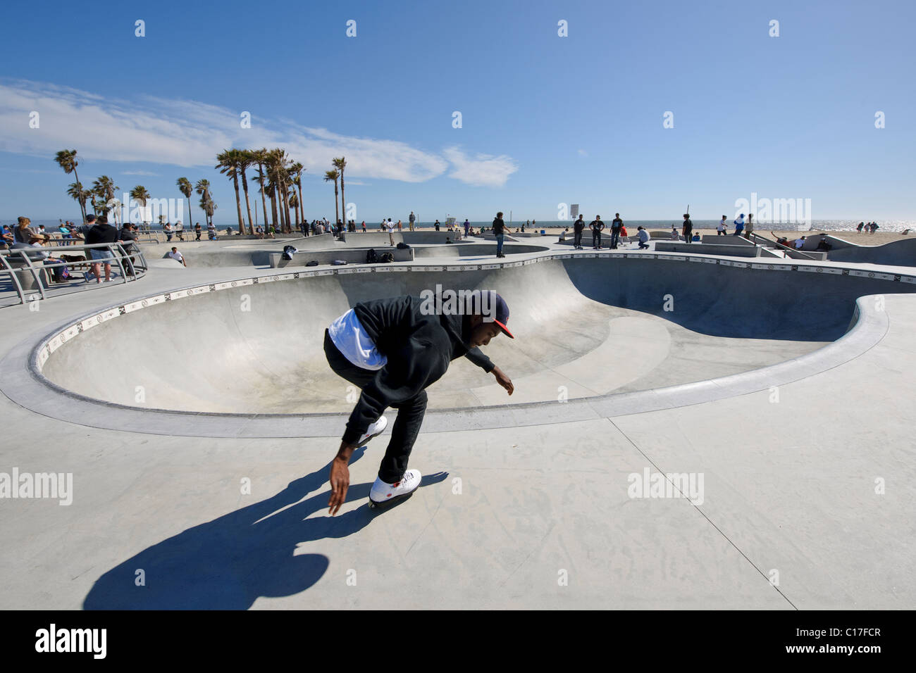 skate boarding in venice beach california skate park Stock Photo - Alamy