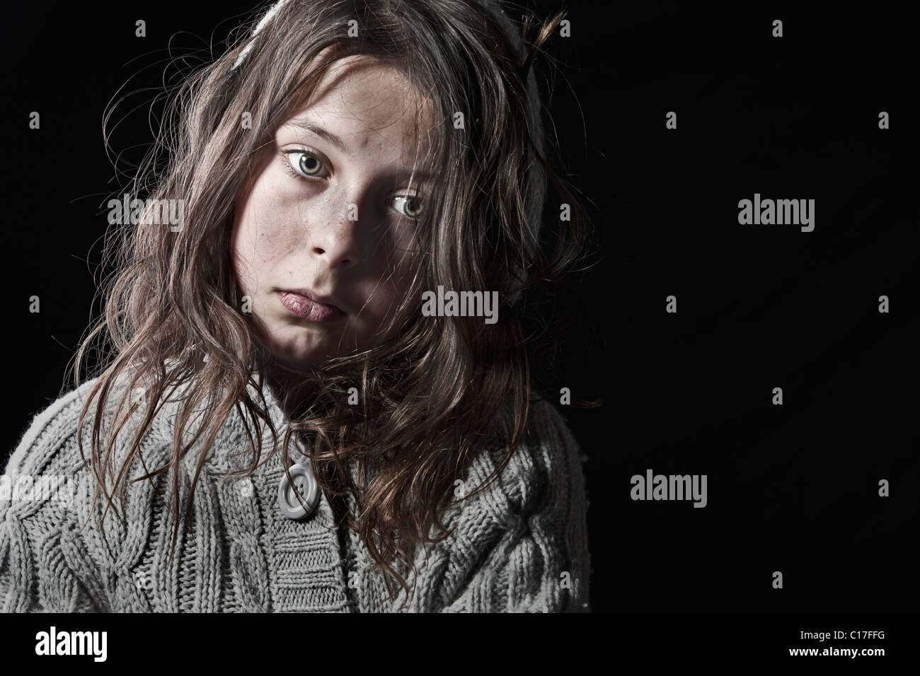 Sad Brown Haired Child Stock Photo - Alamy