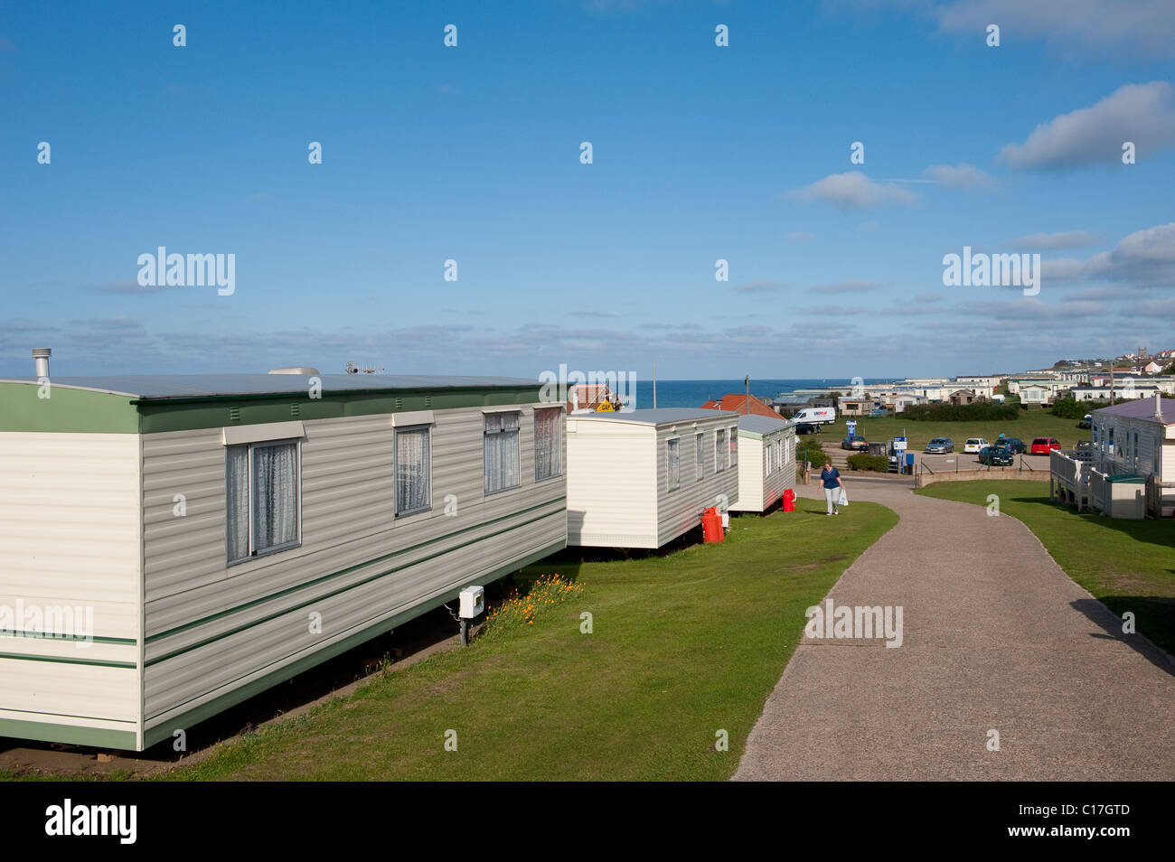 Static caravans on a caravan park in cromer, Norfolk, East Anglia ...