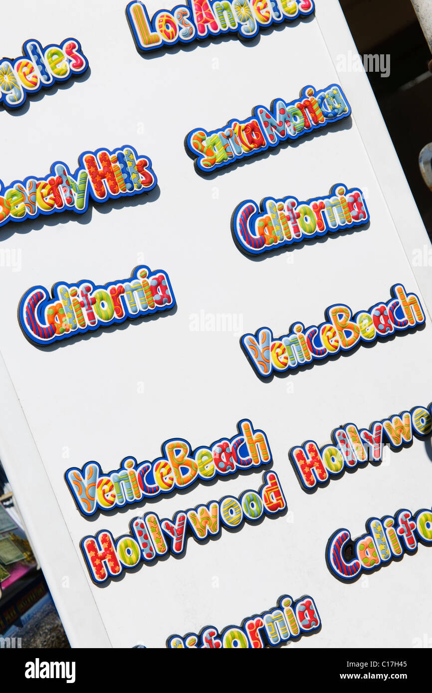 board with stickers of californian place names Stock Photo - Alamy