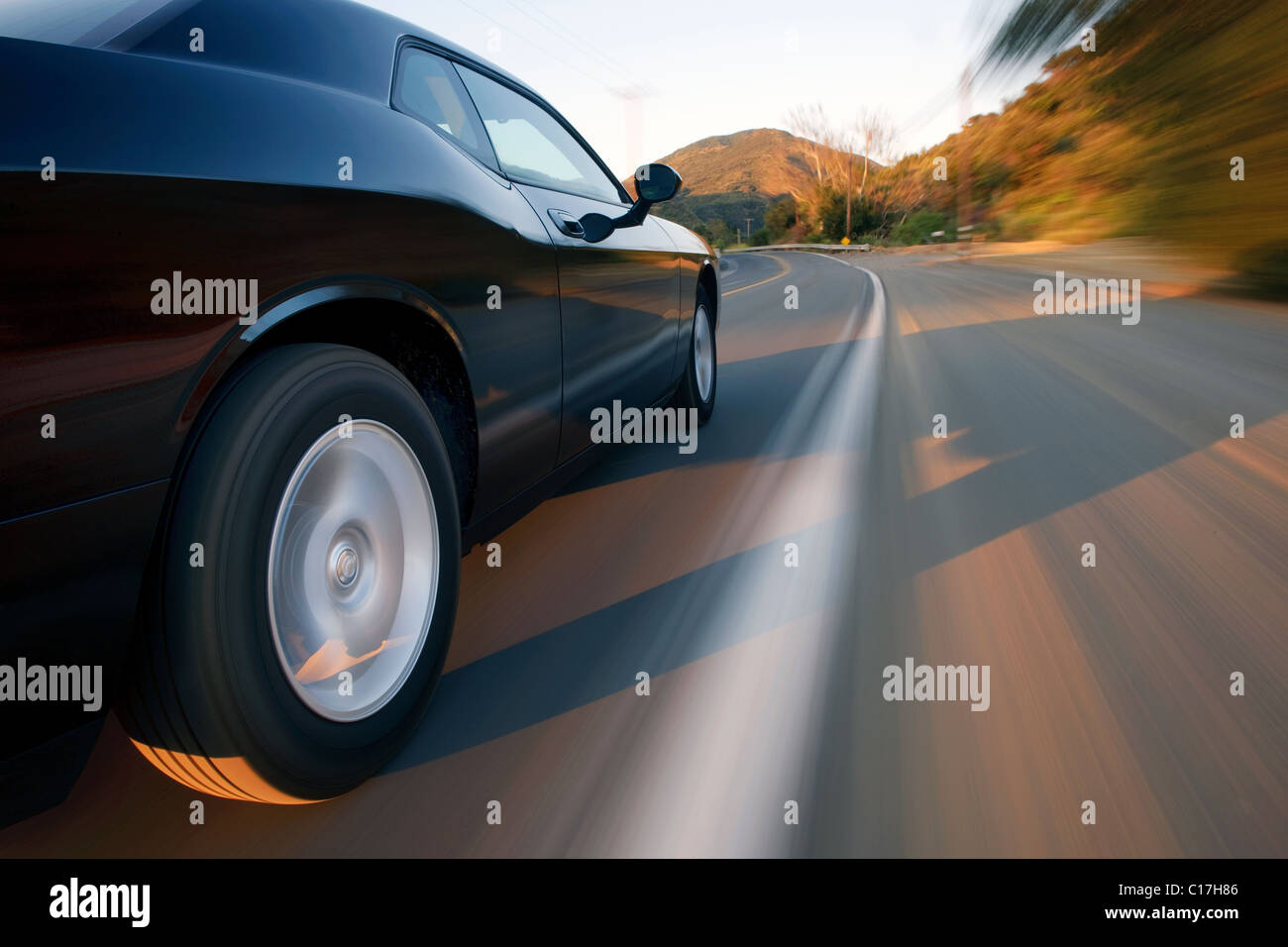 motion action of black moving dodge challenger charger car driving ...