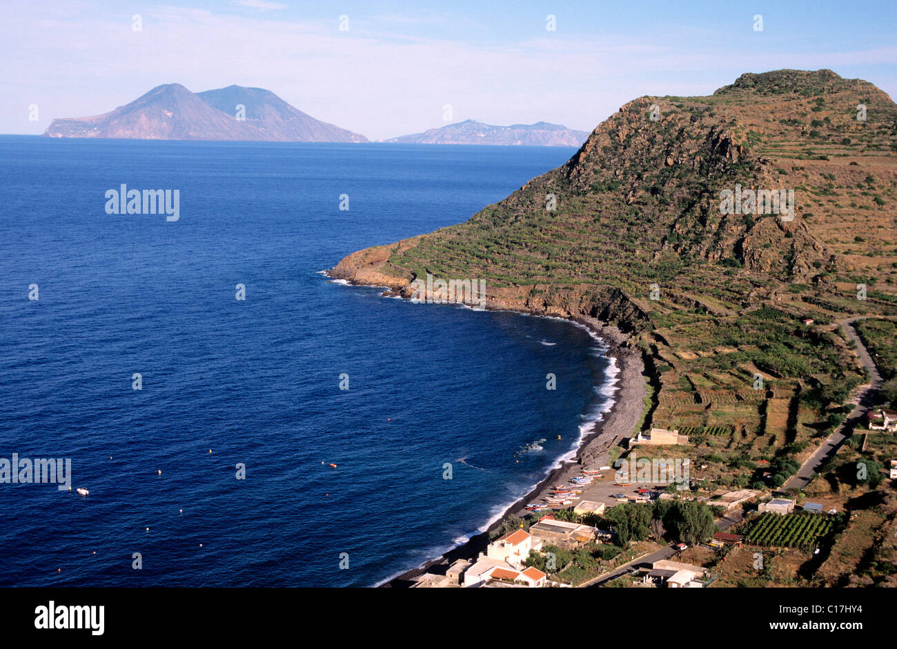 Italy, Sicily, the Eolian Islands, Filicudi, the small harbour & the ...