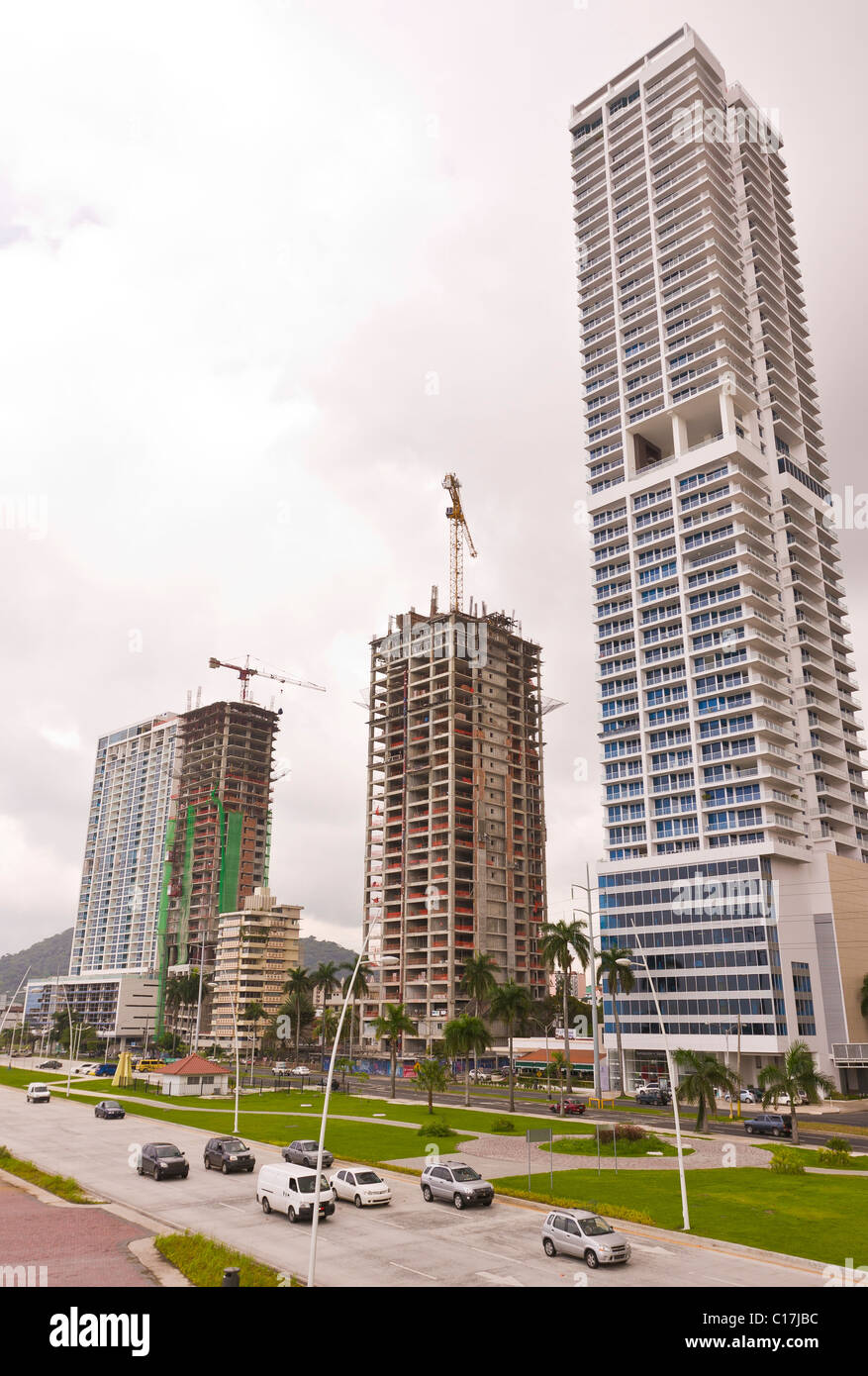 PANAMA CITY, PANAMA - skyscrapers and cars on Balboa Avenue Stock Photo ...