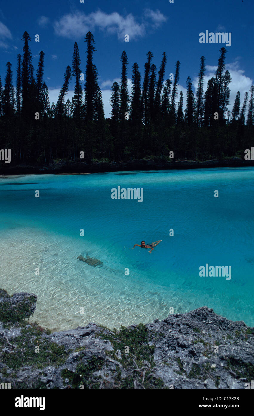 France, New Caledonia, Pine Island, a natural swimming-pool in Oro Bay ...