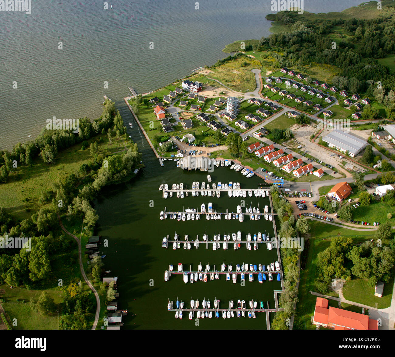 Aerial photograph, Mueritz, Marina Clas-Lake, Lake Kleine Mueritz ...