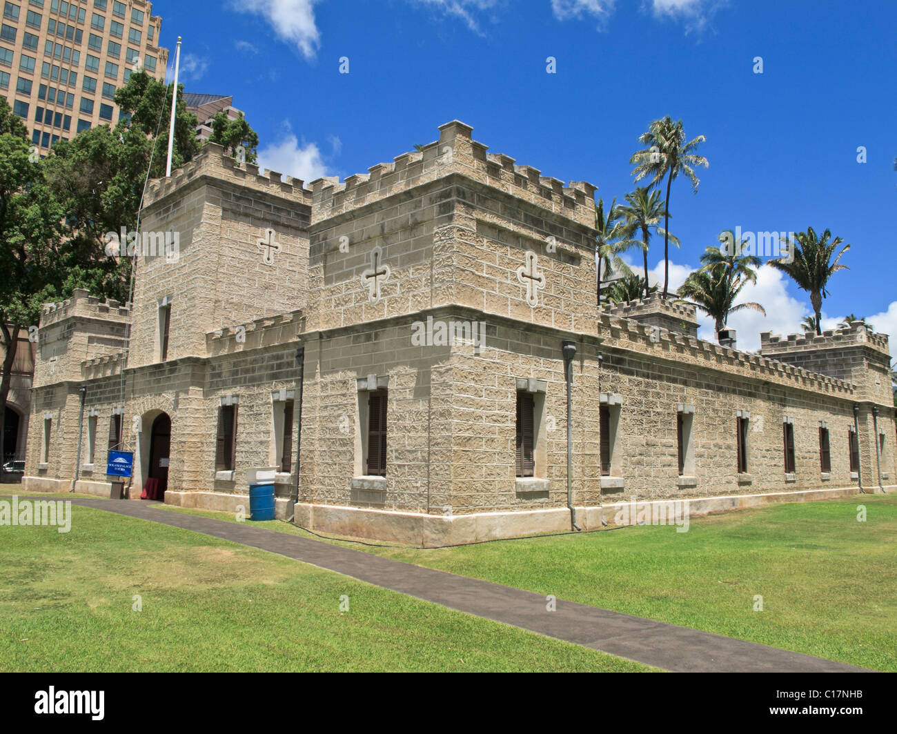 Soldier Barracks on grounds of Iolani Palace in Honolulu Stock Photo ...