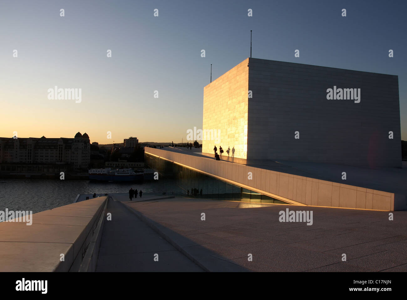 The New Opera House in Oslo Norway at sunset Stock Photo - Alamy