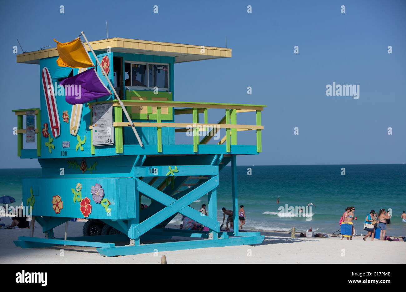 Lifeguard watch tower, Miami Beach, Florida, USA, North America Stock ...