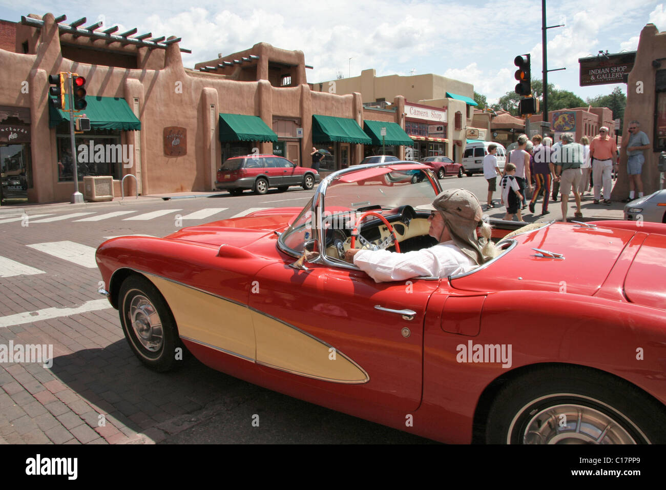 Man sitting in a Corvette, Santa Fe, USA Stock Photo - Alamy