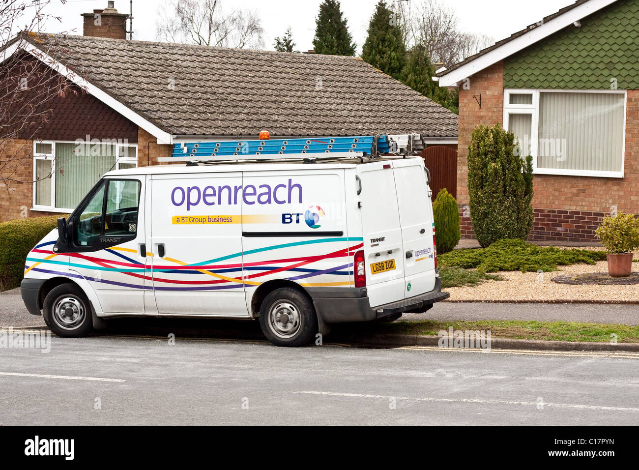 BT van in a residential street in England Stock Photo - Alamy