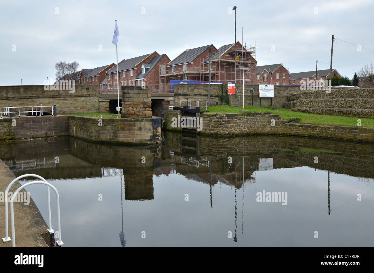 Redevelopment work along the River Calder in Wakefield, West Yorkshire ...
